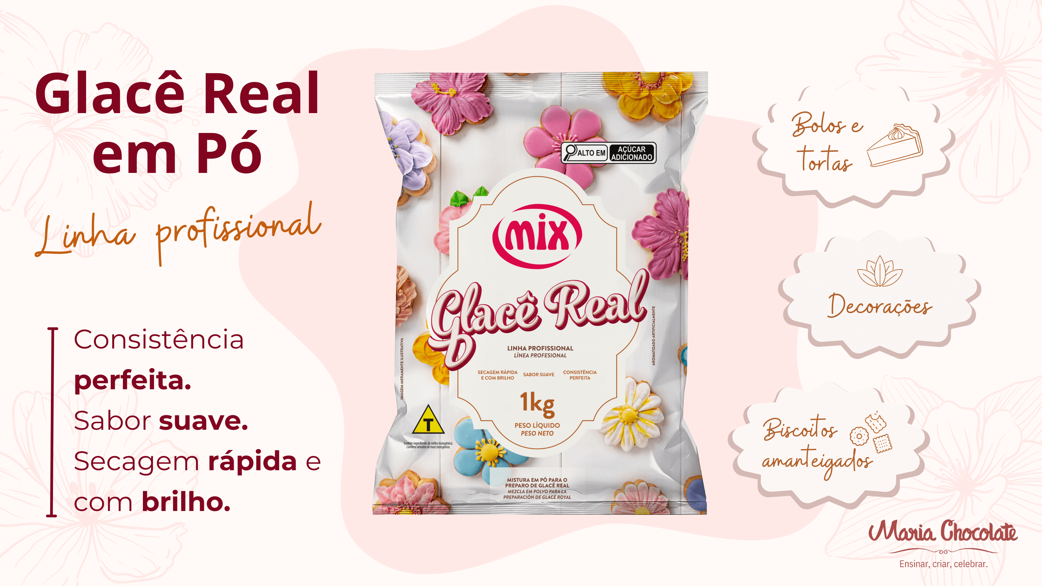 Glacê Real em Pó 1kg - Mix